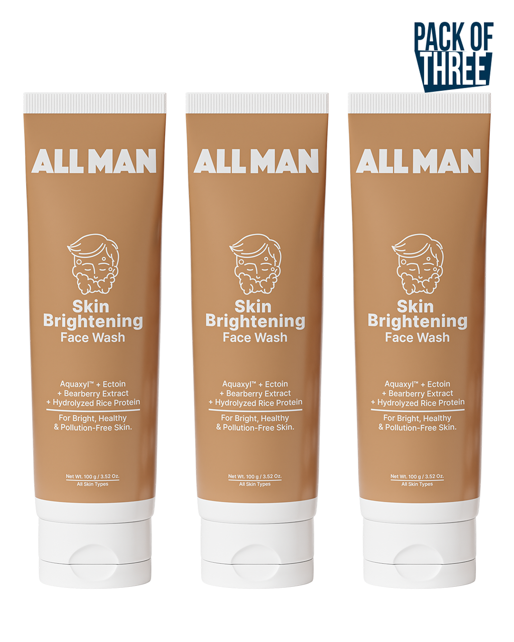 Buy ALL MAN Skin Brightening Face Wash Pack of 3 – Brighten & Hydrate ...